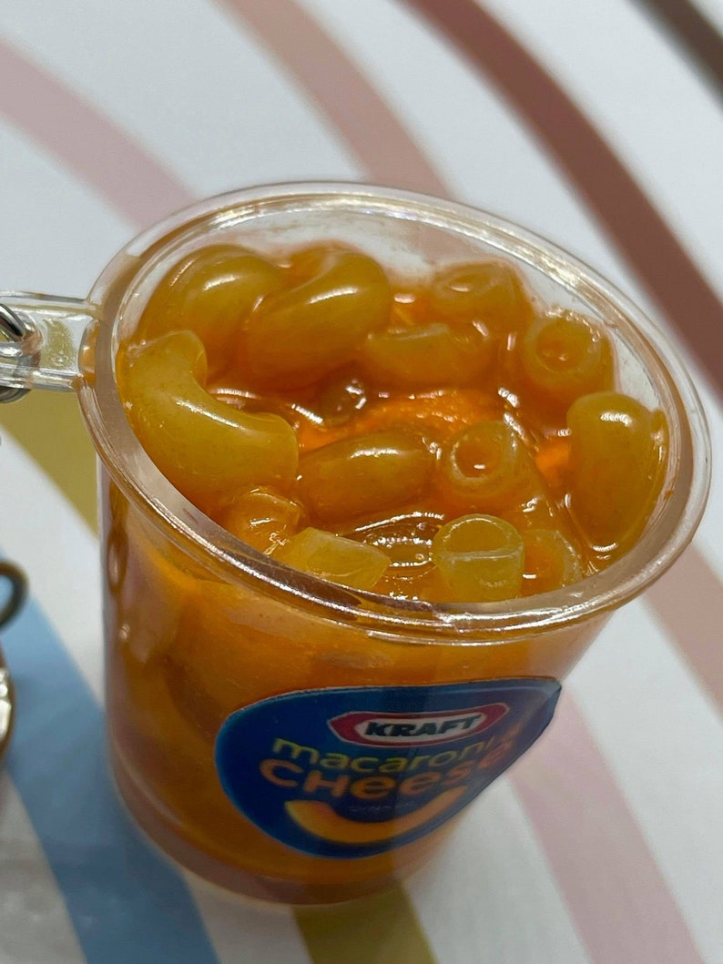 Macaroni and Cheese Cup Keychain | Resin Pasta Cheese Bowl Food ...