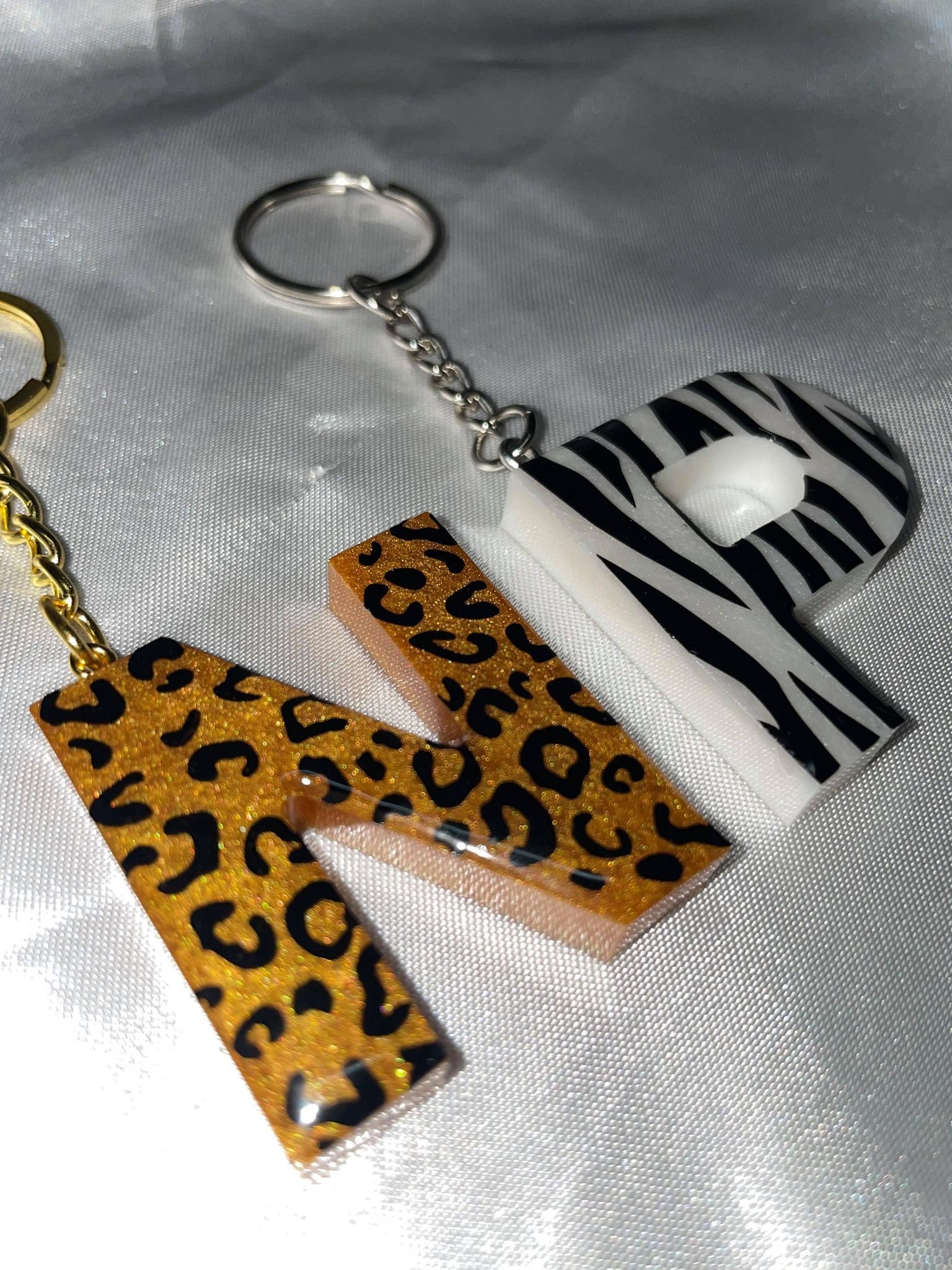 Letter Resin Animal Print Keychain Custom Personalized | Etsy