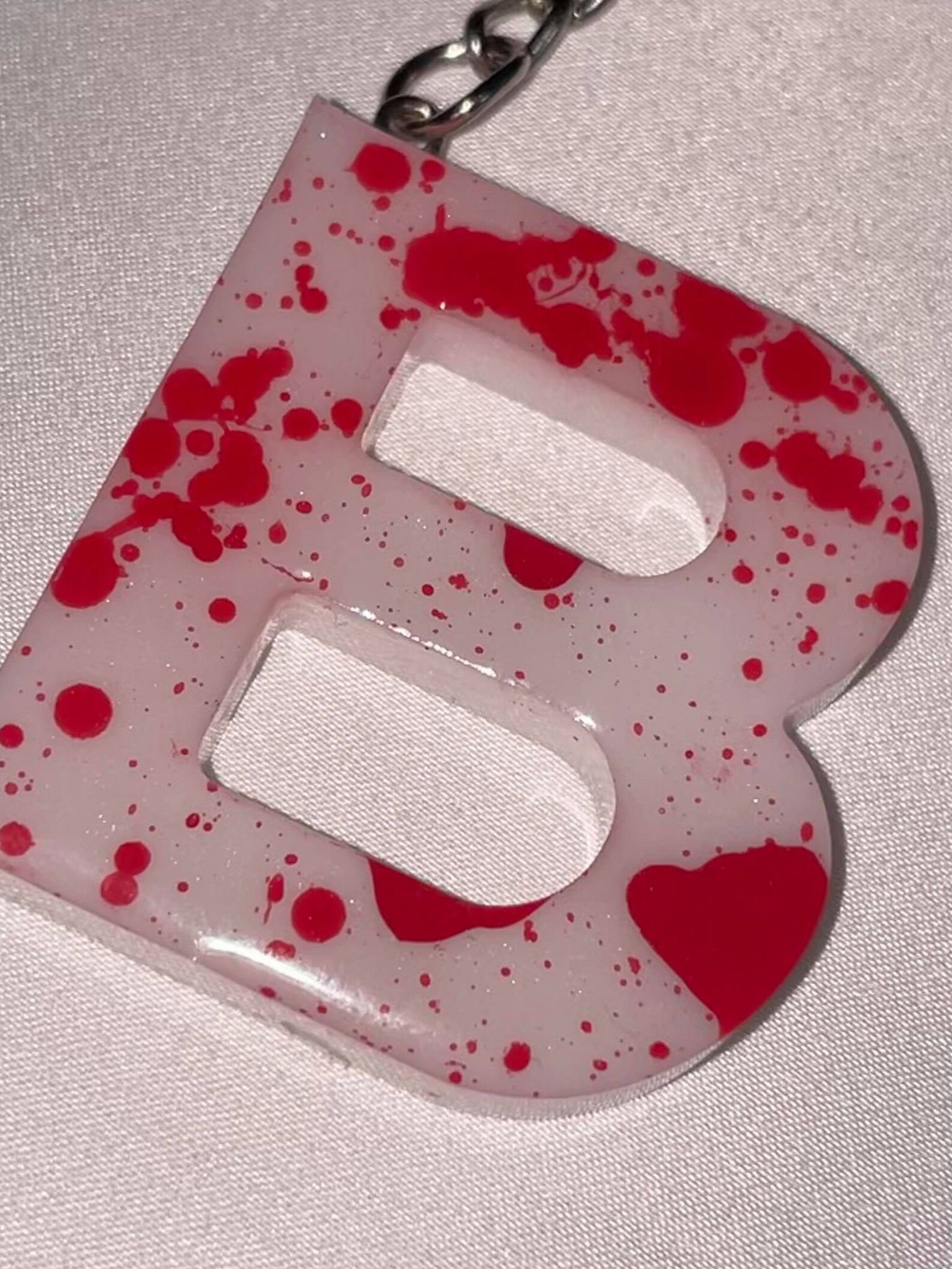 Letter Resin Blood Splatter Keychain Custom Personalized Initial Letter ...