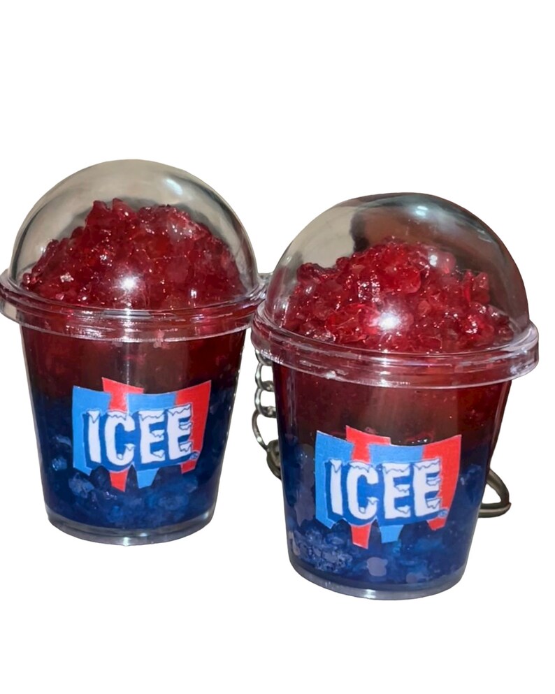 Slush Drink Keychain Cherry and Blue Raspberry Slushy Ice - Etsy