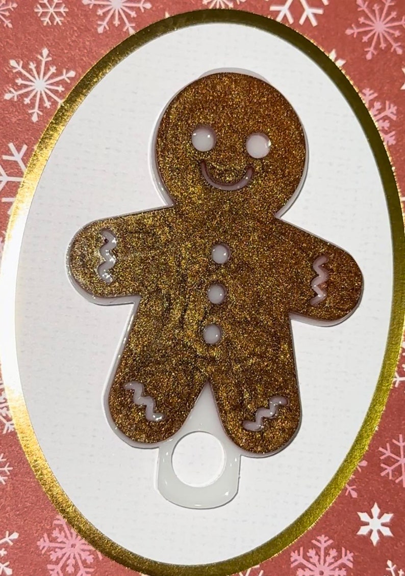 Glittery Gingerbread Man Tumbler Cup Topper - Festive Holiday Resin ...
