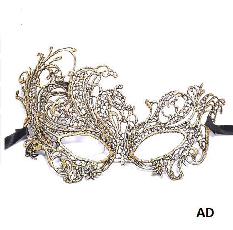 Asymmetrical Venetian mask in black lace | Etsy