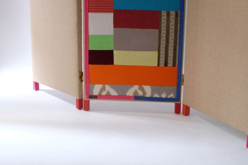 Tall COLOR BLOCK Folding Screen No01/ Handmade One-of-a-kind Patchwork ...