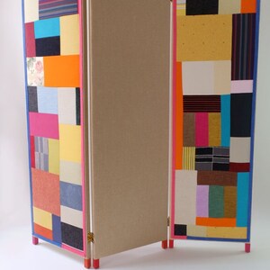 Tall COLOR BLOCK Folding Screen No01/ Handmade One-of-a-kind Patchwork ...
