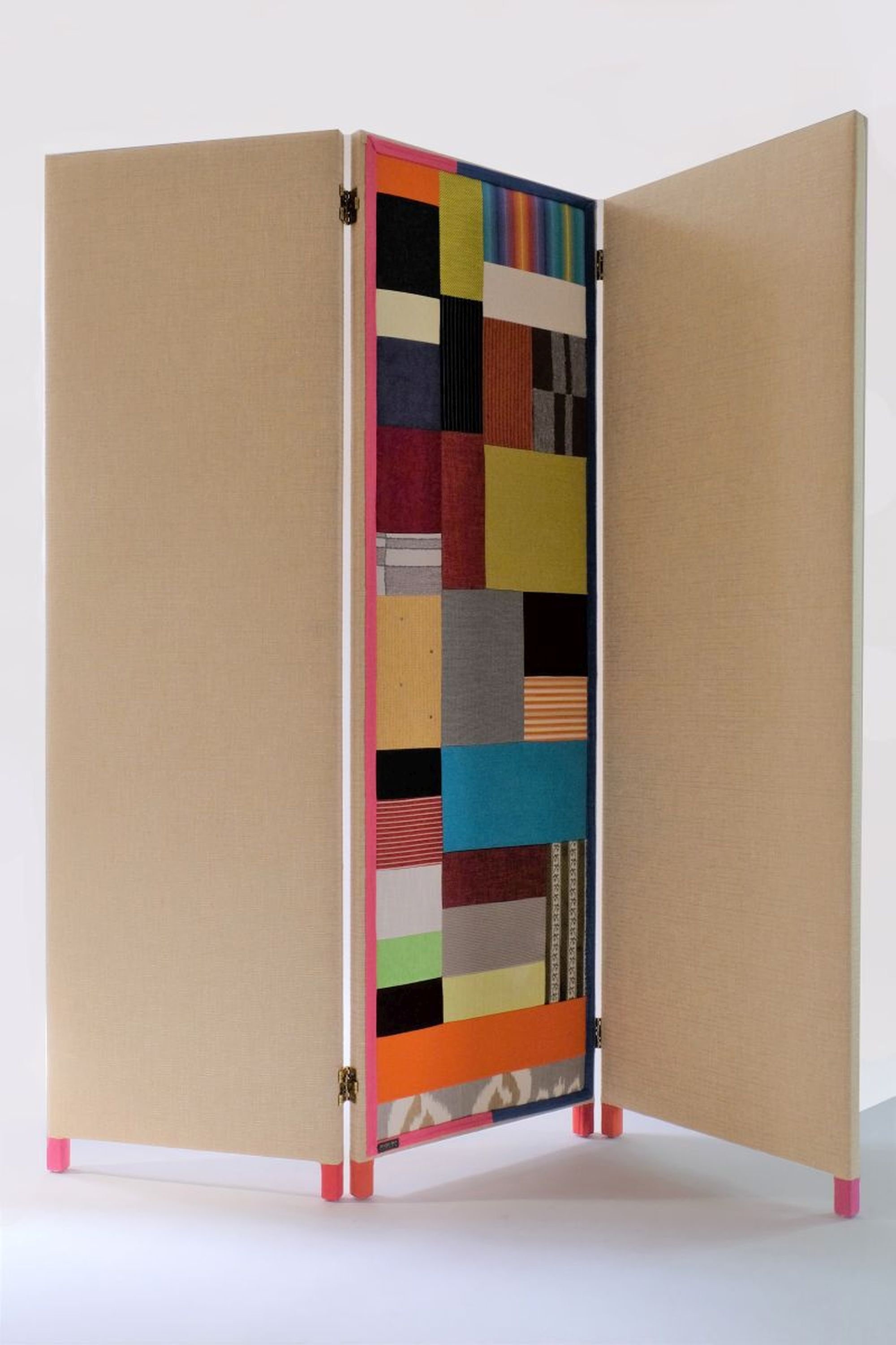 Tall COLOR BLOCK Folding Screen No01/ Handmade One-of-a-kind Patchwork ...