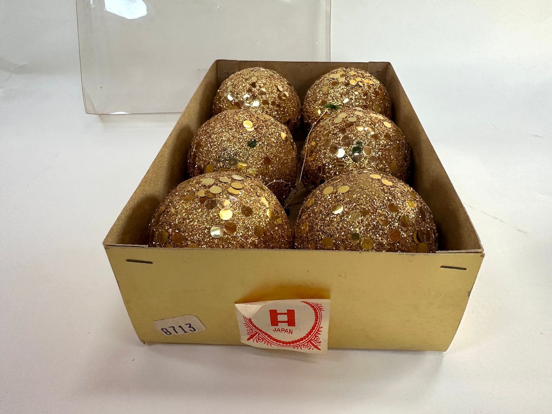 Vintage Holt Howard Gold Glitter Christmas Balls/ornaments; Made in ...