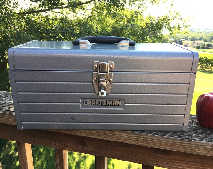 Vintage Sears Craftsman Gray Steel Metal Toolbox With Red Tote Tray ...