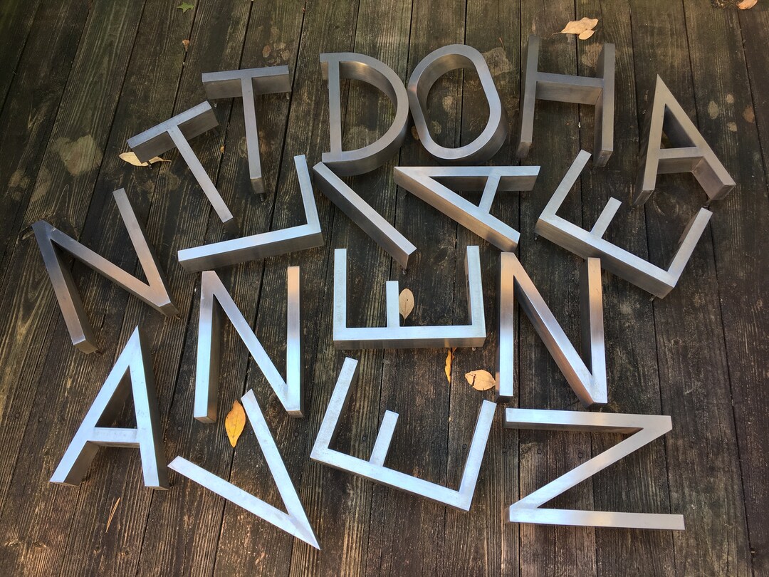 12" Stainless Steel 3D Letters; 2 5/8" Thick; Stud Mounts; Excellent ...