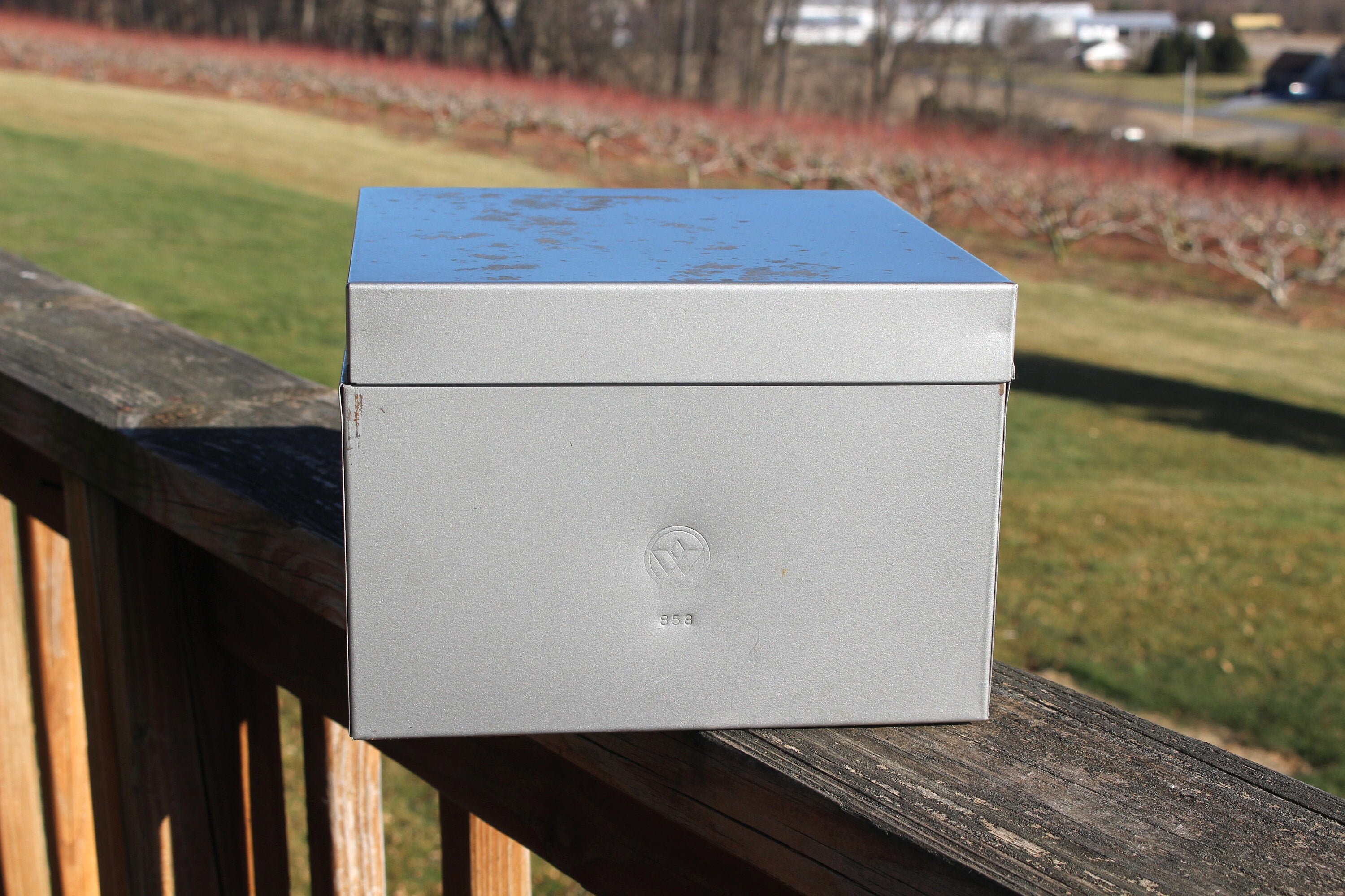 Vintage Industrial Gray Metal File / Card Box HINGED Lid and | Etsy