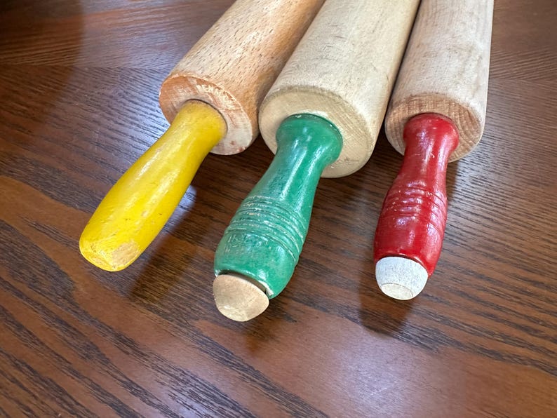 CHOICE of ONE (1) Vintage Rolling Pin; Red, Yellow, Green! Likely ...