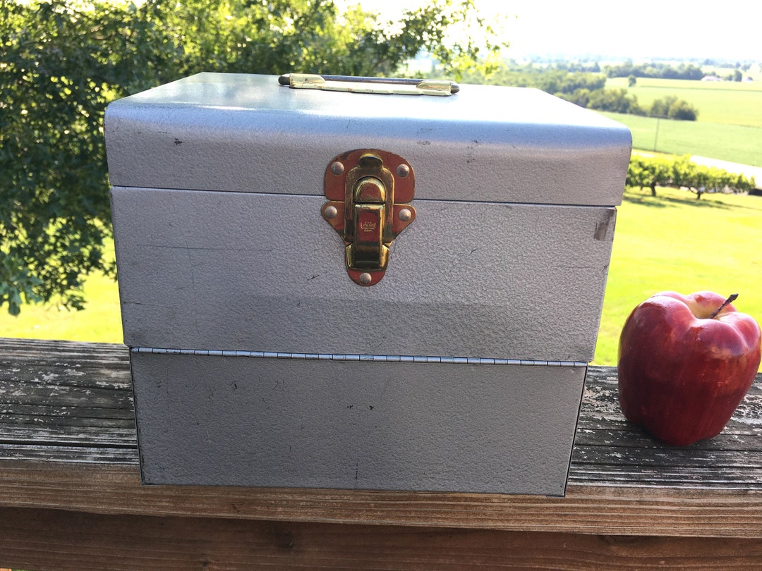 Vintage Gray Excelsior Metal Box Case With BRASS Accents; Store ...