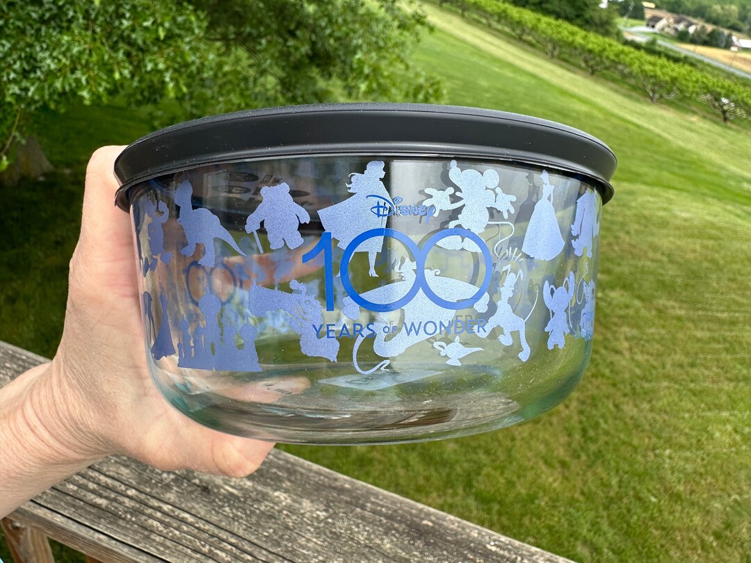 Pyrex DISNEY 100 Years of Wonder 4-cup Storage Container W/ Black Lid ...