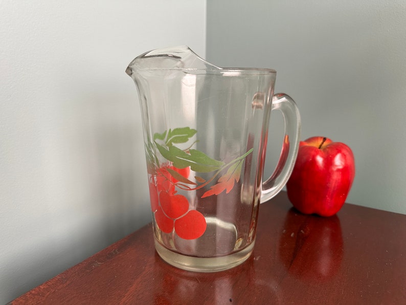 Vintage Glass Pitcher With Cherry Design; 1940s or 1950s - Etsy