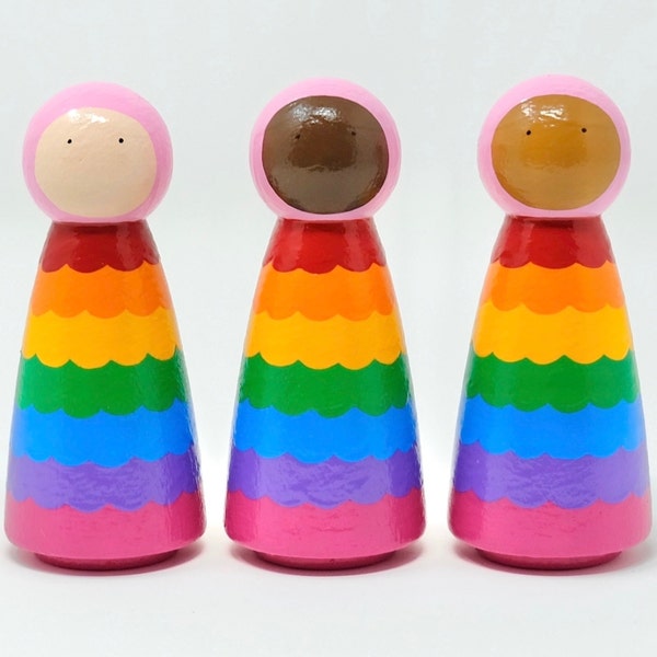 Rainbow Peg People - Etsy