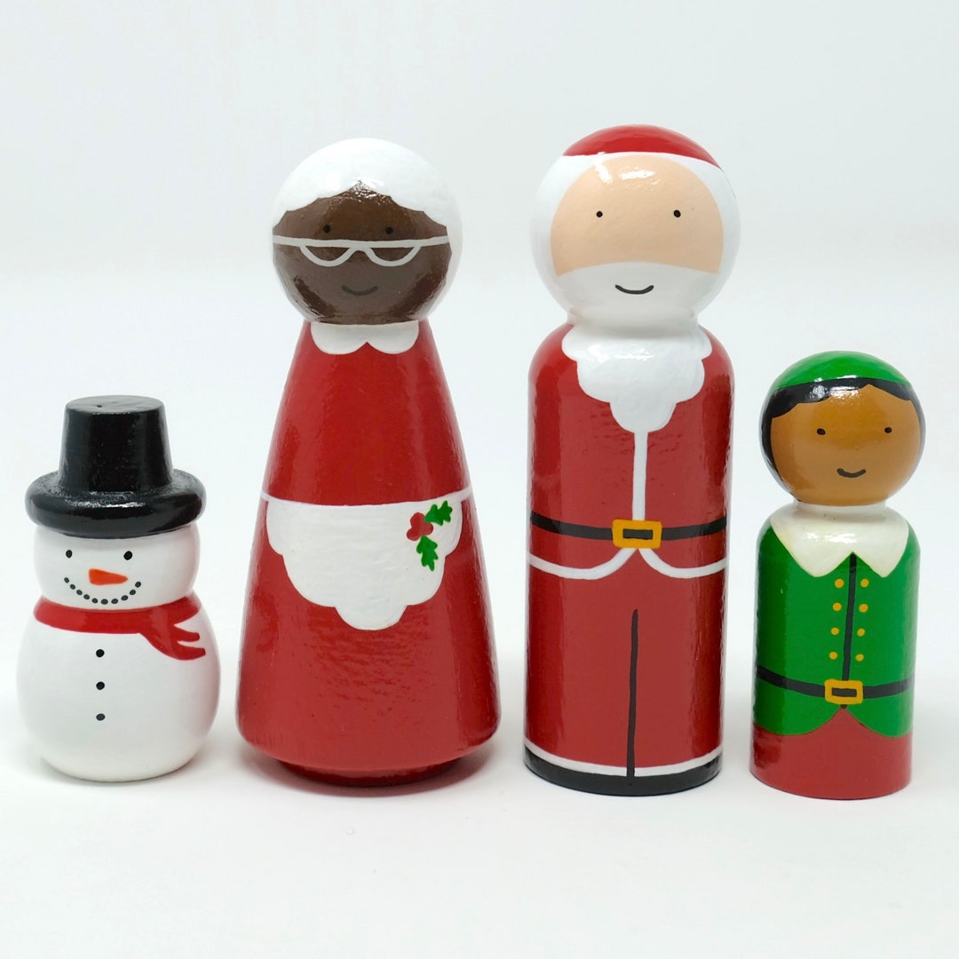 Christmas / Santa Peg Doll Set With Custom Skin Tones (*made to Order ...