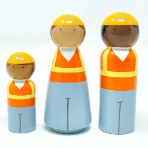 Construction Worker Peg Doll made to Order - Etsy