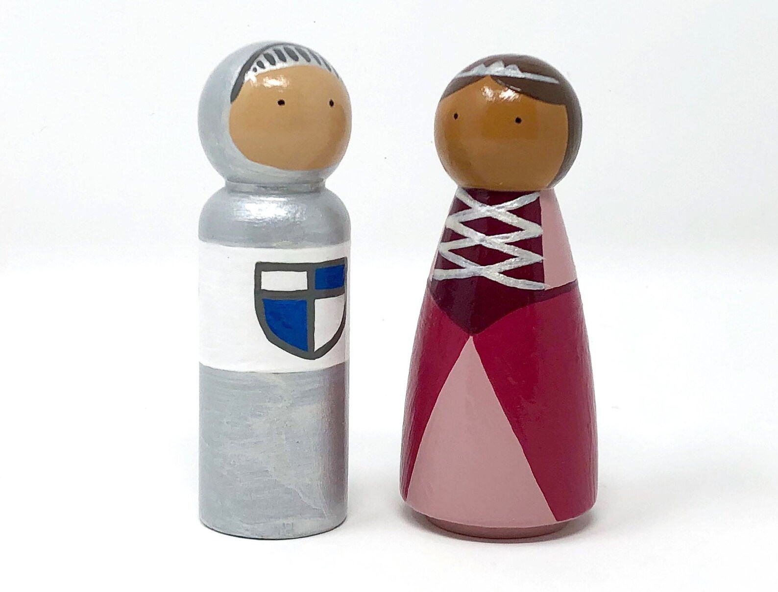 Medieval Royal Court / King, Queen, Princess & Knight Peg Doll Set ...