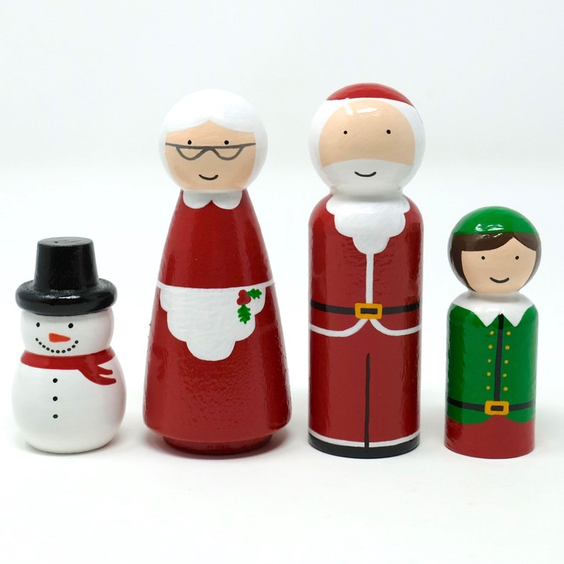 Christmas / Santa Peg Doll Set With Custom Skin Tones (*made to Order ...