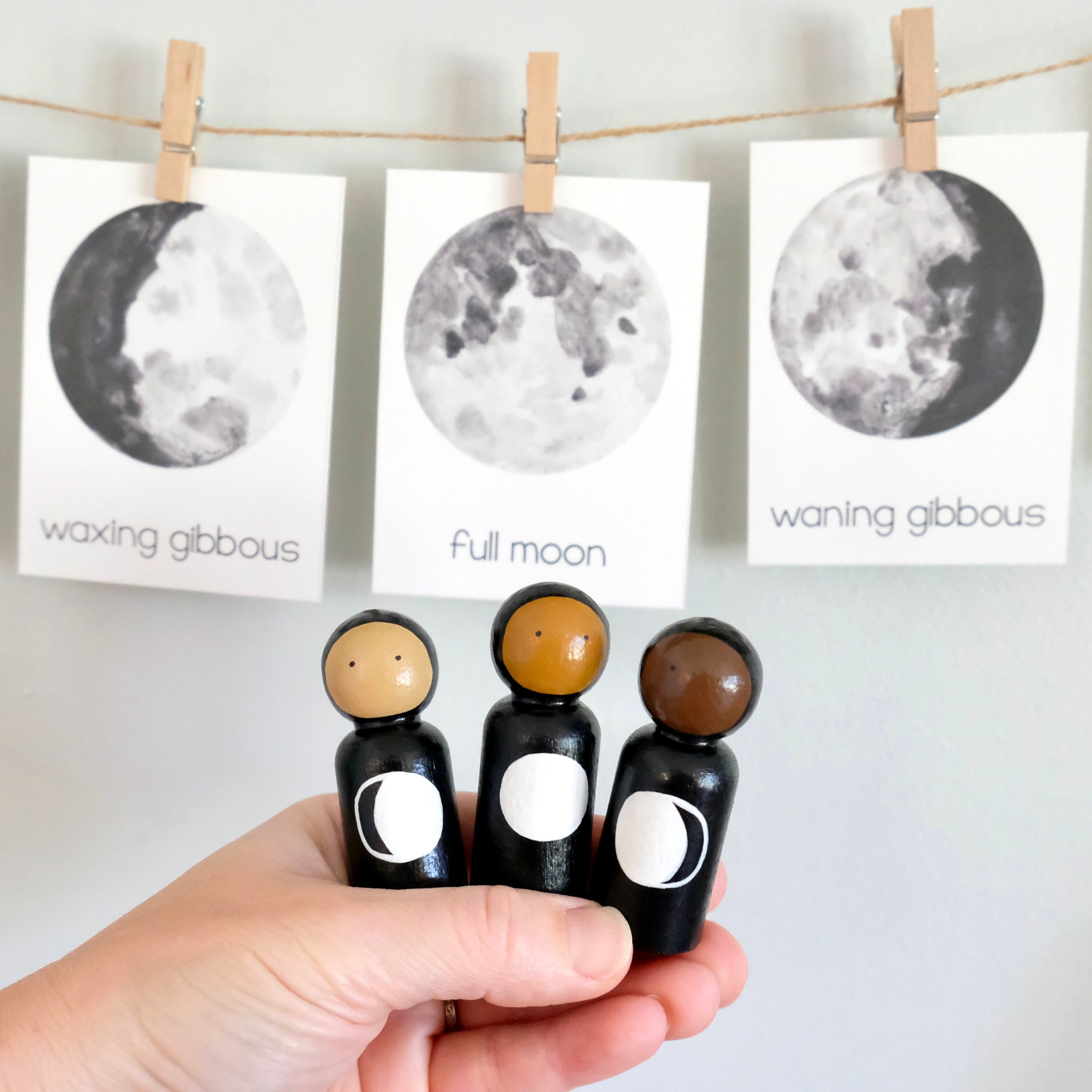 Moon Phases Peg Doll Set (*made to Order*) - Etsy