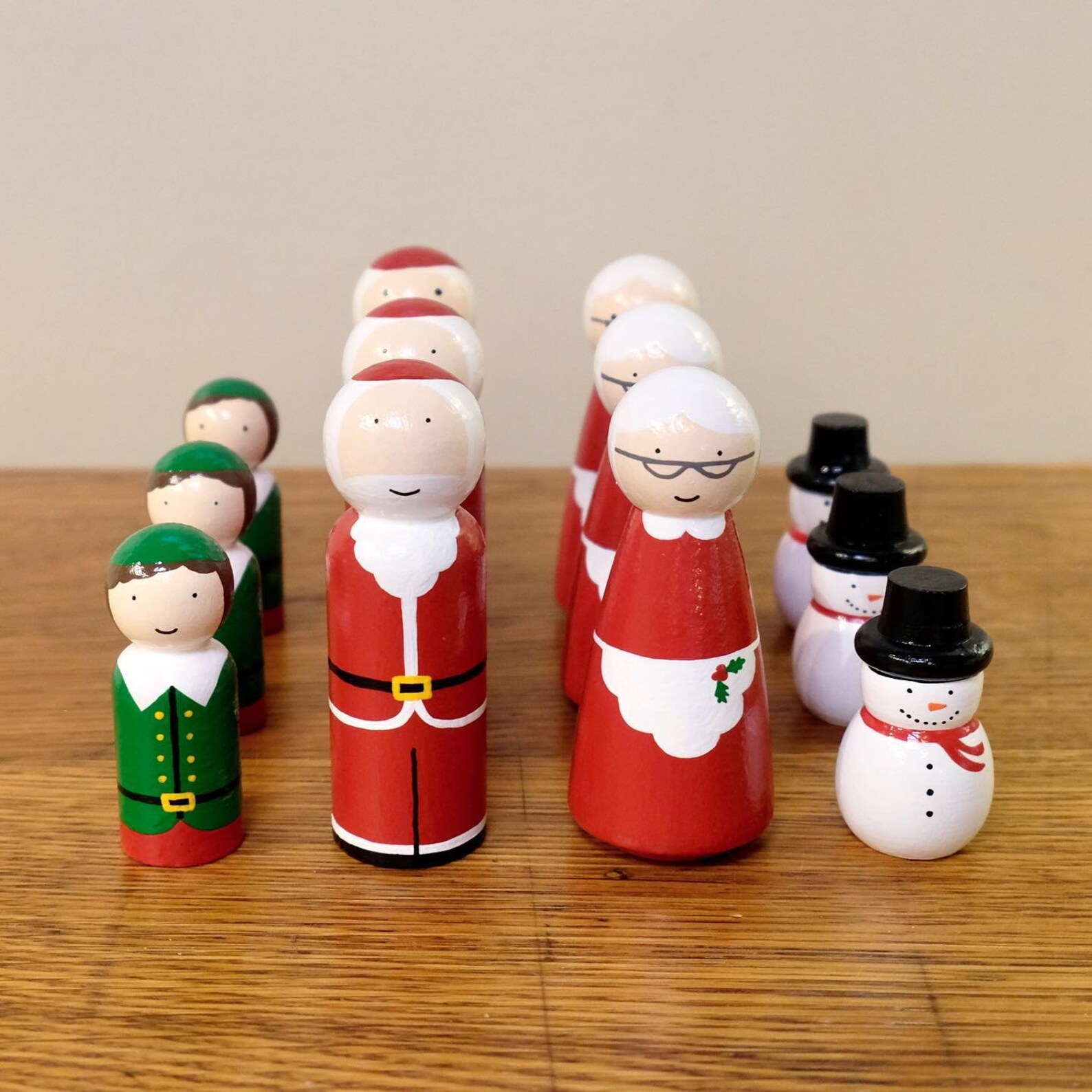 Christmas / Santa Peg Doll Set With Custom Skin Tones (*made to Order ...