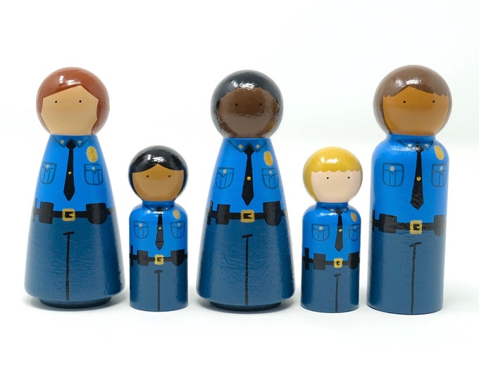 Police Officer Peg Dolls (*made to Order*) - Etsy