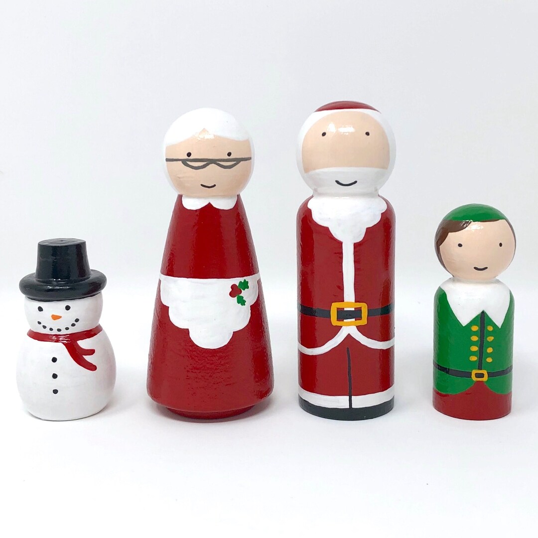 Christmas / Santa Peg Doll Set With Custom Skin Tones made - Etsy