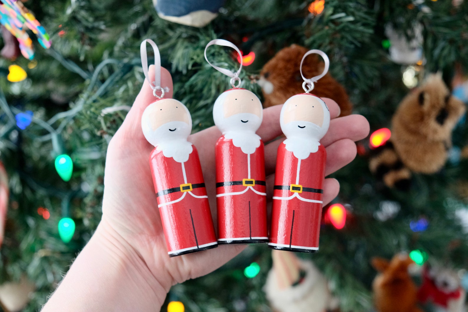 Christmas / Santa Peg Doll Set With Custom Skin Tones (*made to Order ...
