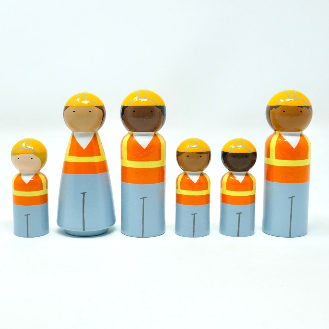 Construction Worker Peg Doll (*made to Order*) - Etsy