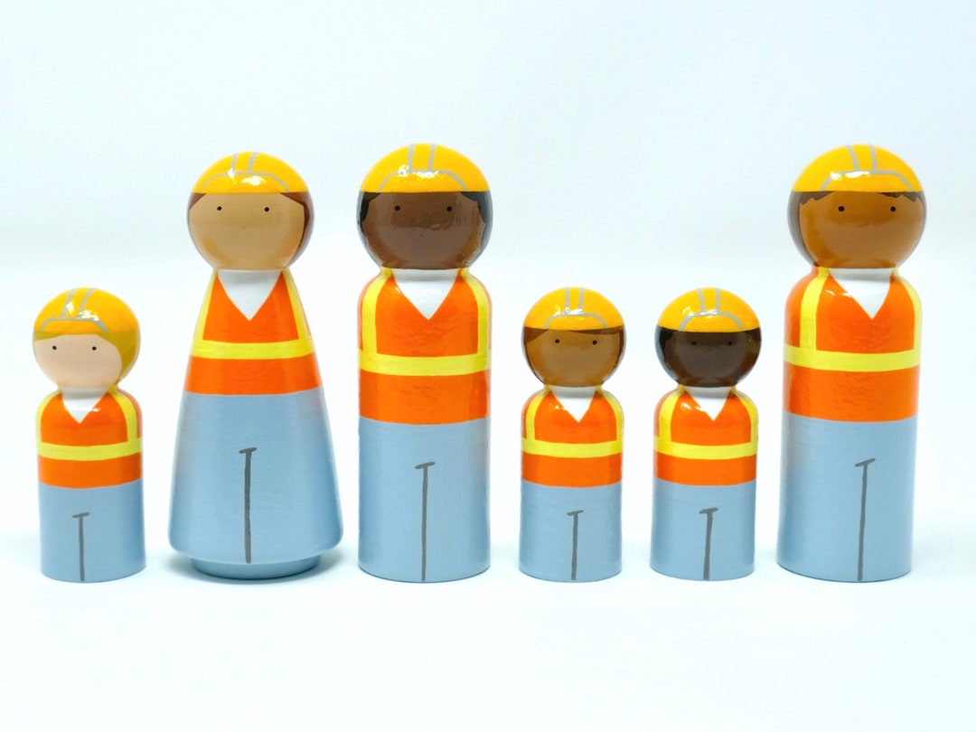 Construction Worker Peg Doll made to Order - Etsy