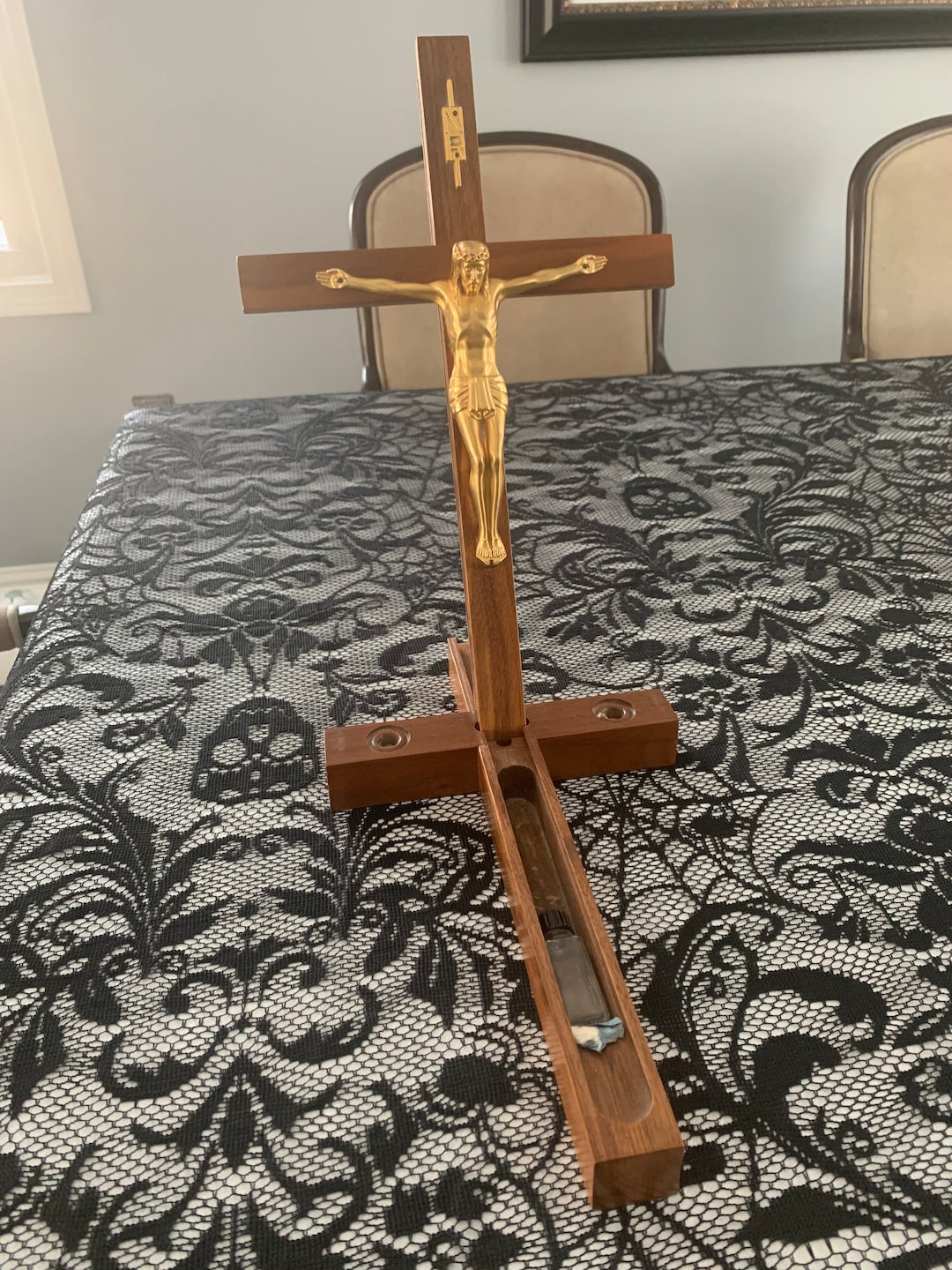 Vintage Wooden Last Rites Crucifix Wall Cross Hidden Compartment Altar ...