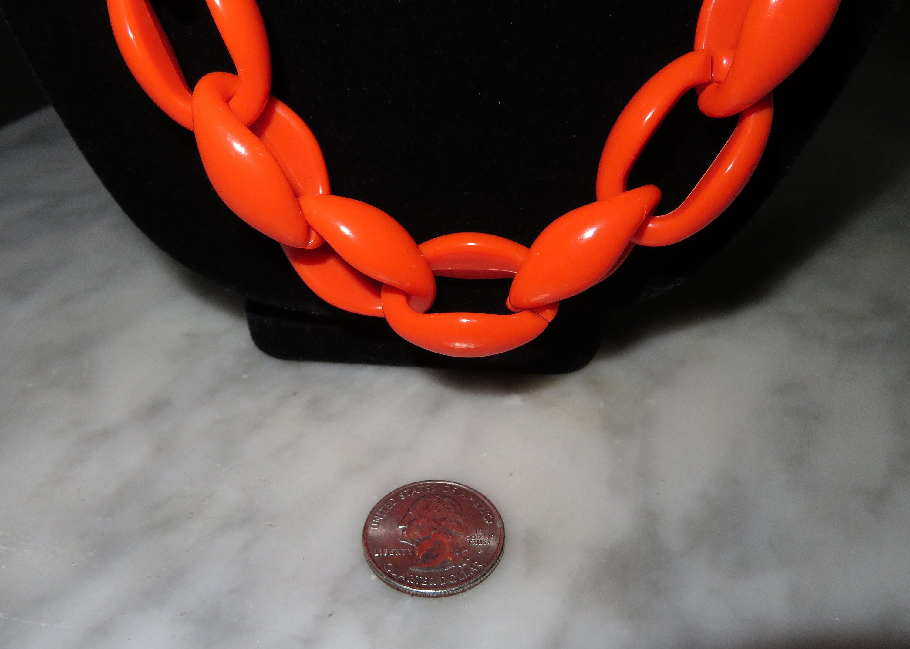 Retro Orange Vintage Large Link Chain Necklace Adjustable Interlocking ...