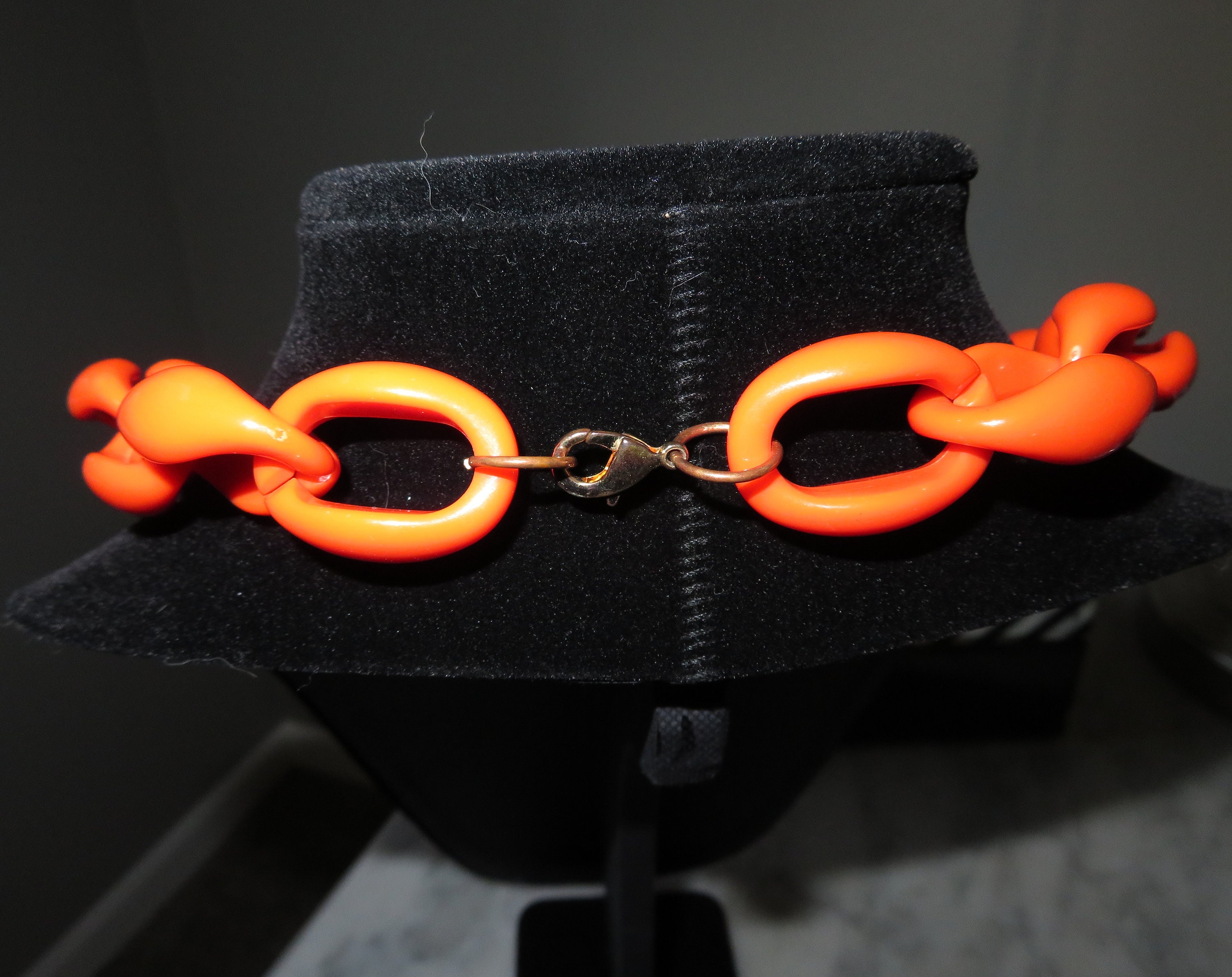 Retro Orange Vintage Large Link Chain Necklace Adjustable Interlocking ...