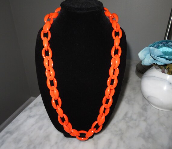 Retro Orange Vintage Large Link Chain Necklace Adjustable - Etsy