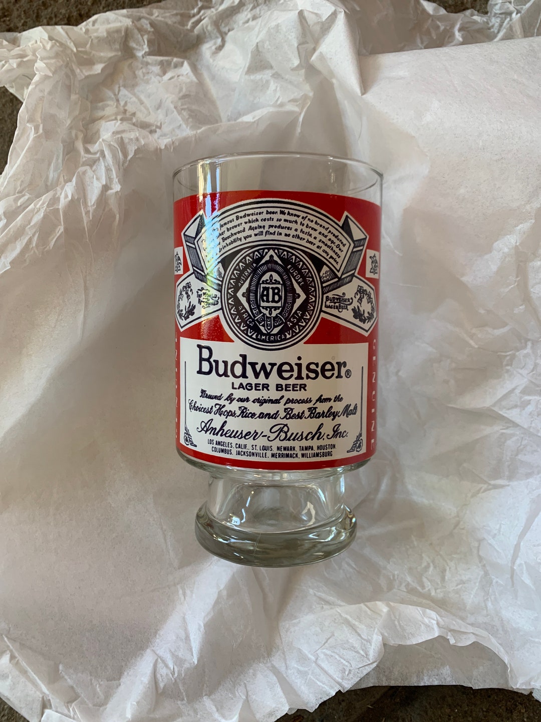 Vintage Giant Budweiser Glass Mug Retro Bar Man Cave Decor Change Jar ...