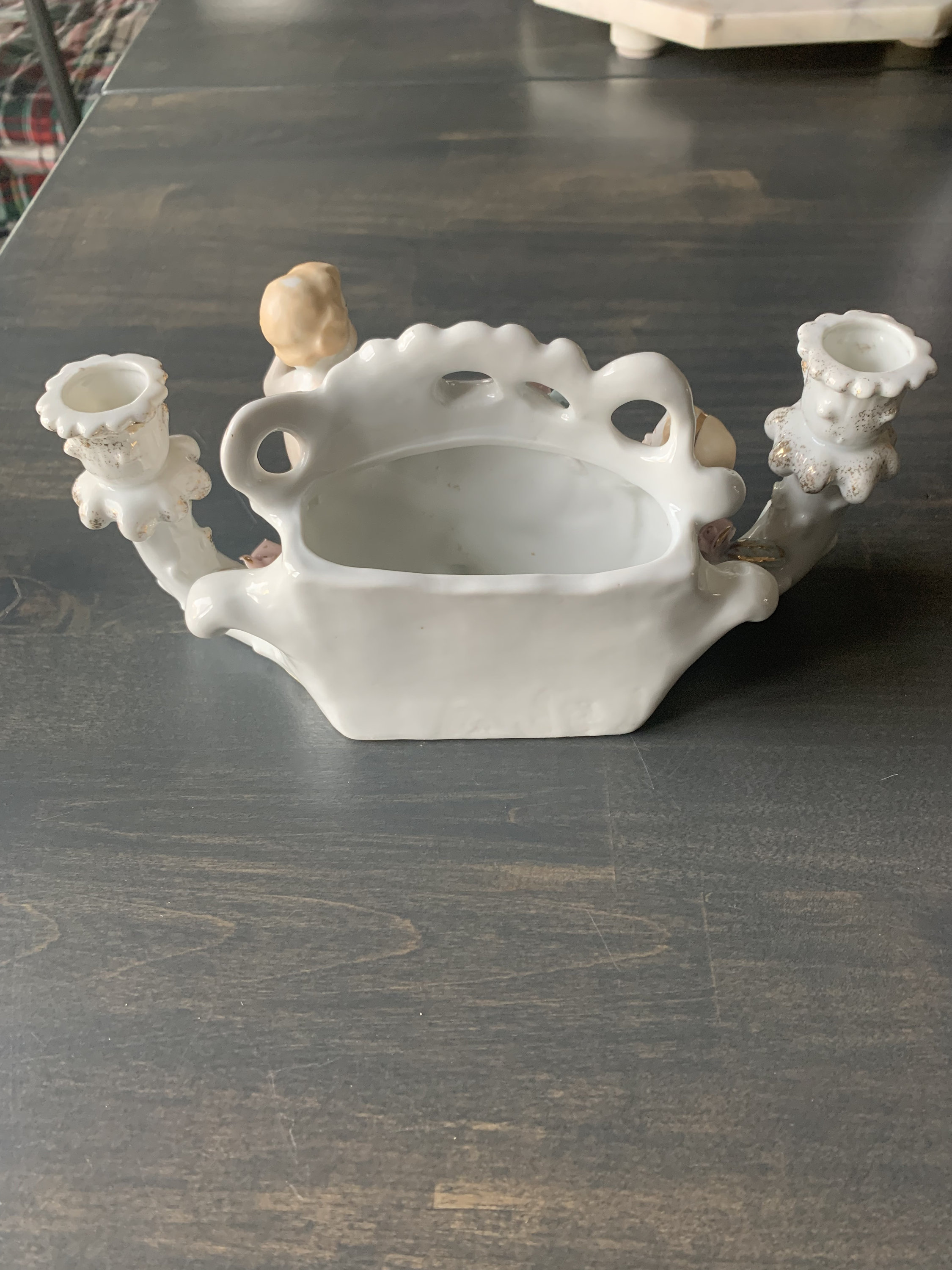 Vintage Candelabra Cherub Porcelain Gold Trim Candlestick Holder ...