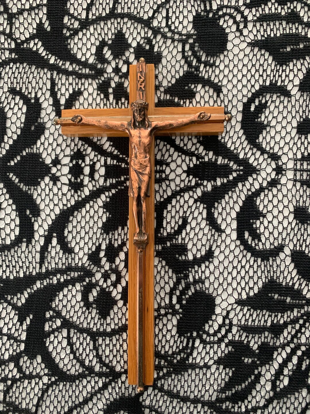 Vintage Wooden and Copper Crucifix Jesus on the Cross Catholic ...