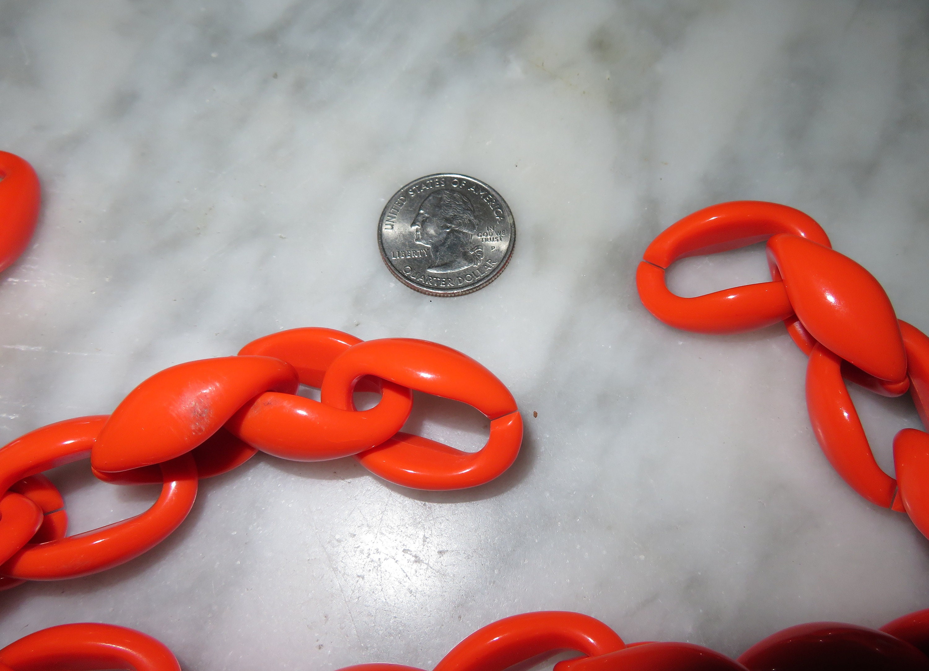 Retro Orange Vintage Large Link Chain Necklace Adjustable Interlocking ...