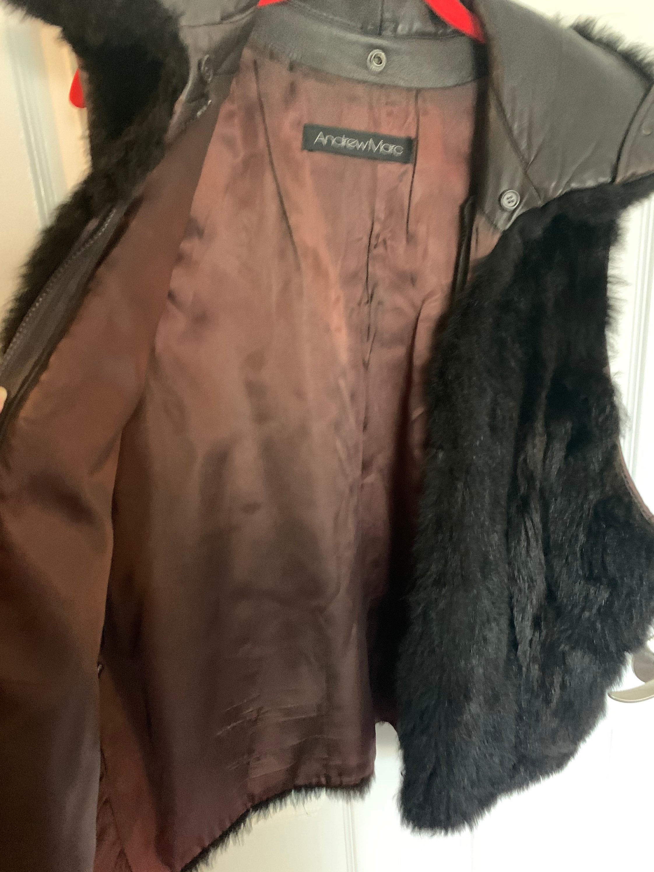 Amazing Andrew Marc Fur and Leather Zip Vest Brown and Black | Etsy