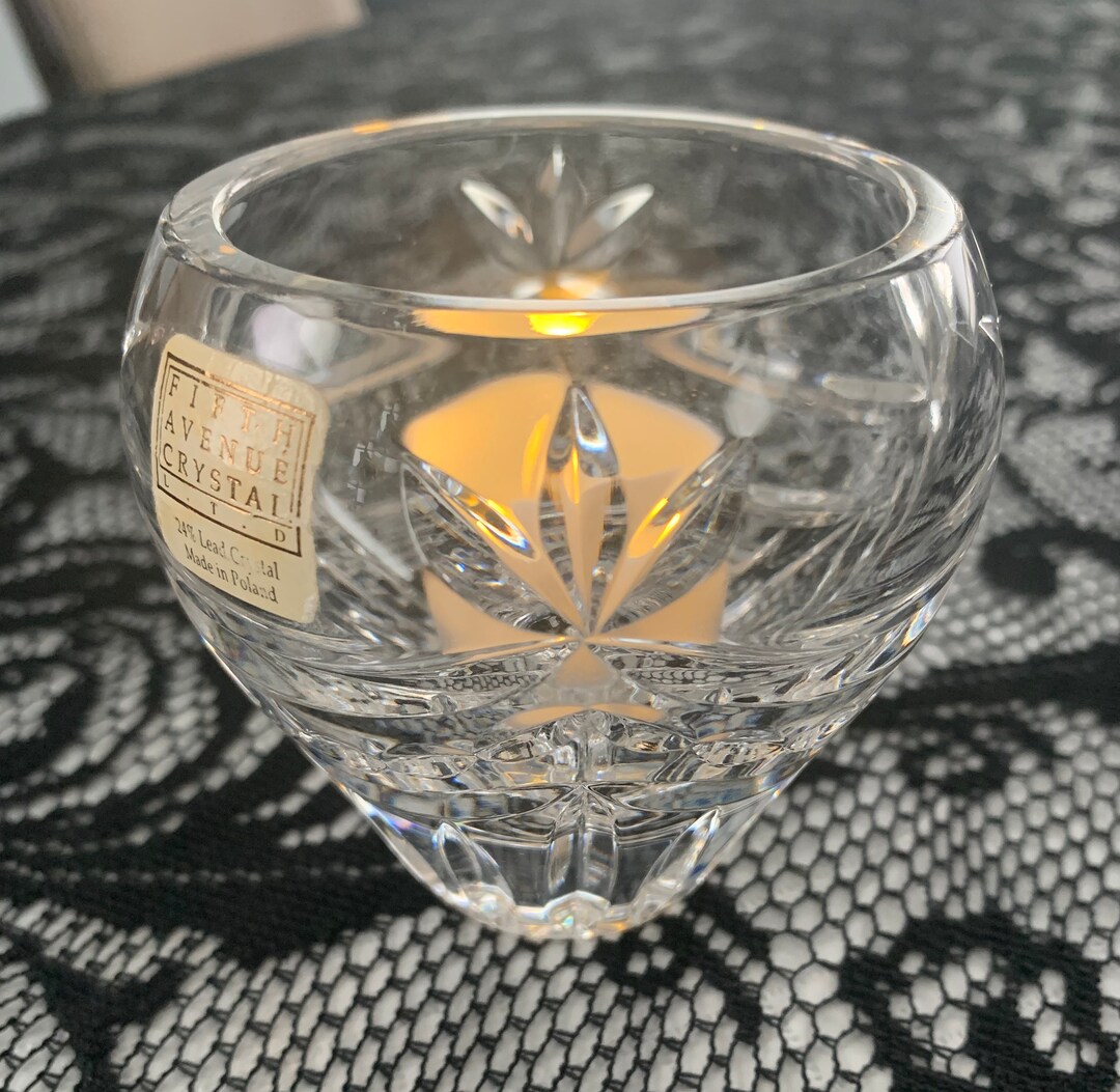 Vintage Fifth Avenue Lead Crystal Tea Light Candle Holder Retro Glam ...