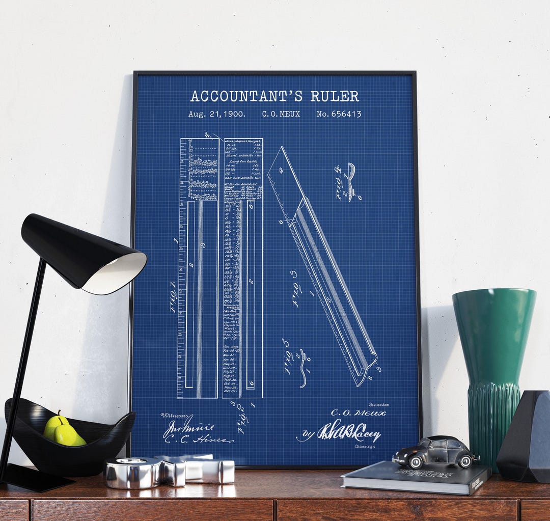 Vintage Patent Print, Accountants Ruler Office Wall Art, Business Decor ...