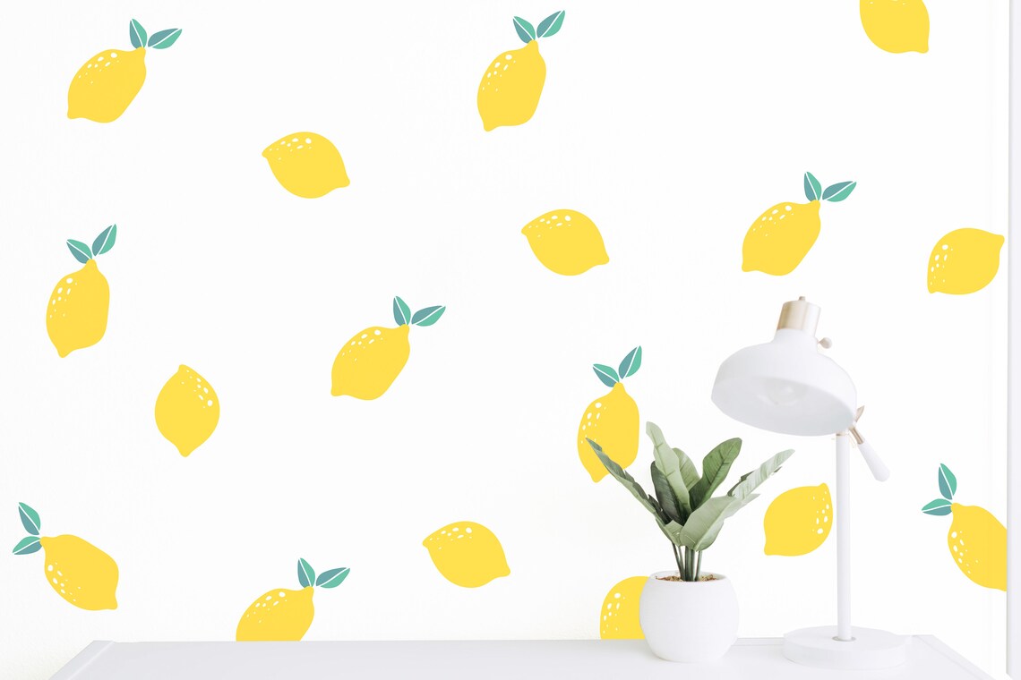 Lemon Wall Decals Lemon Sticker Hand Drawn Decal Kitchen - Etsy