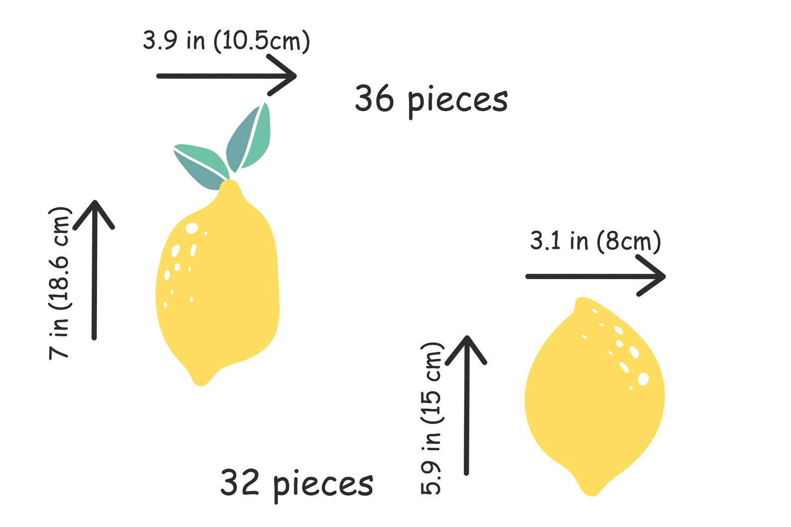 Lemon Wall Decals Lemon Sticker Hand Drawn Decal Kitchen - Etsy