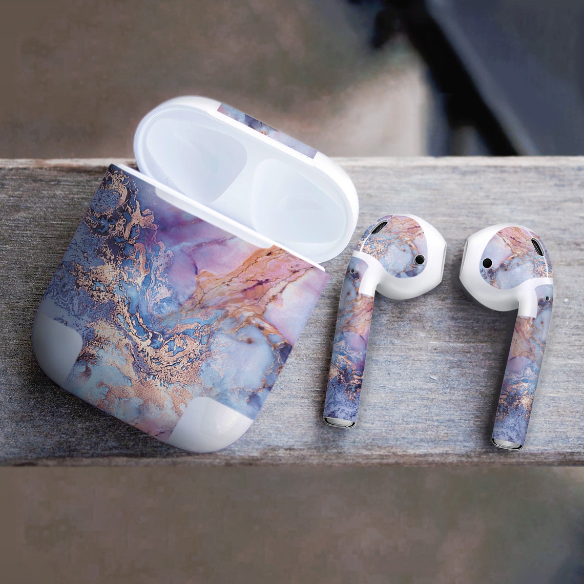 Purple Marble Airpods Skin Watercolor Airpod Stickers Texture - Etsy