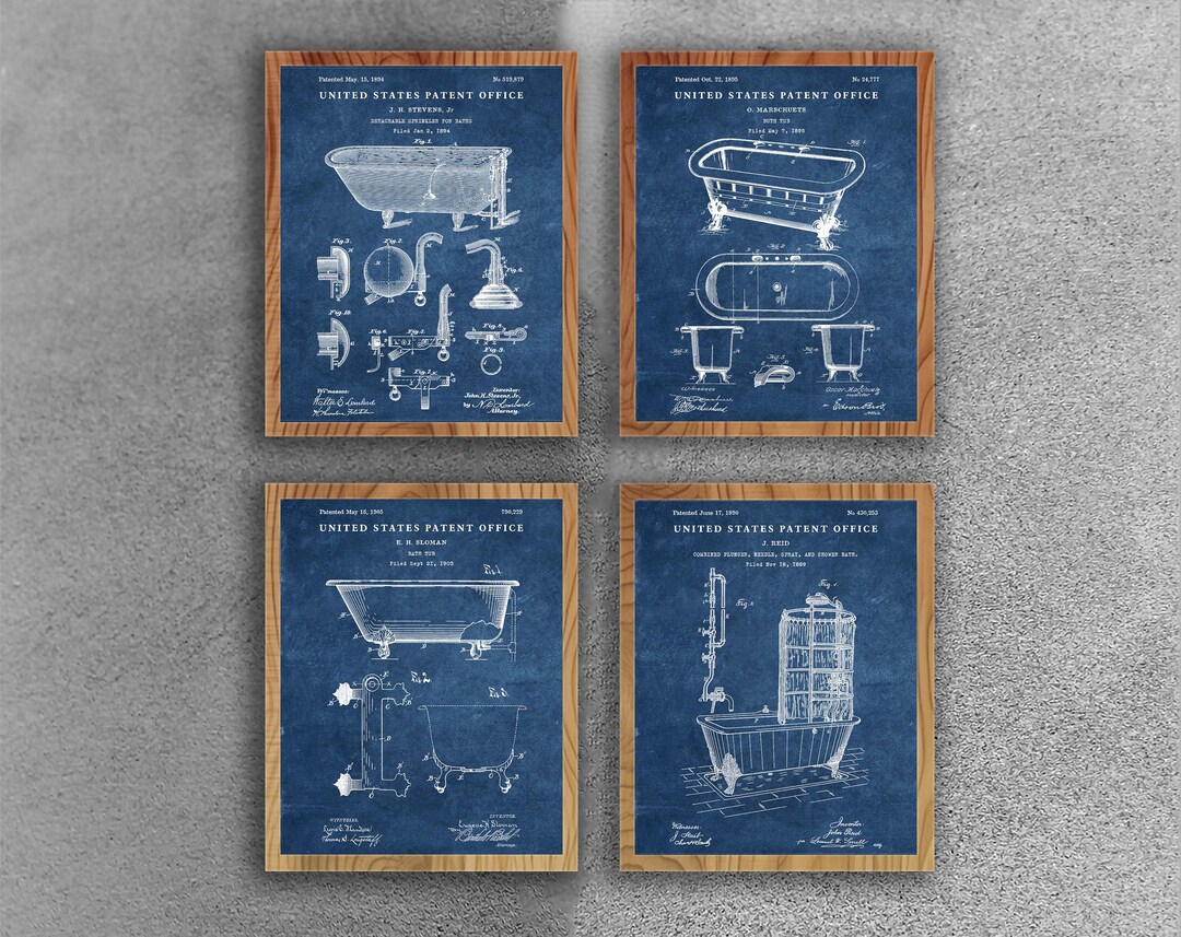 Vintage Bathroom Wall Art, Set of 4 WC Sign Prints for Restroom Decor ...