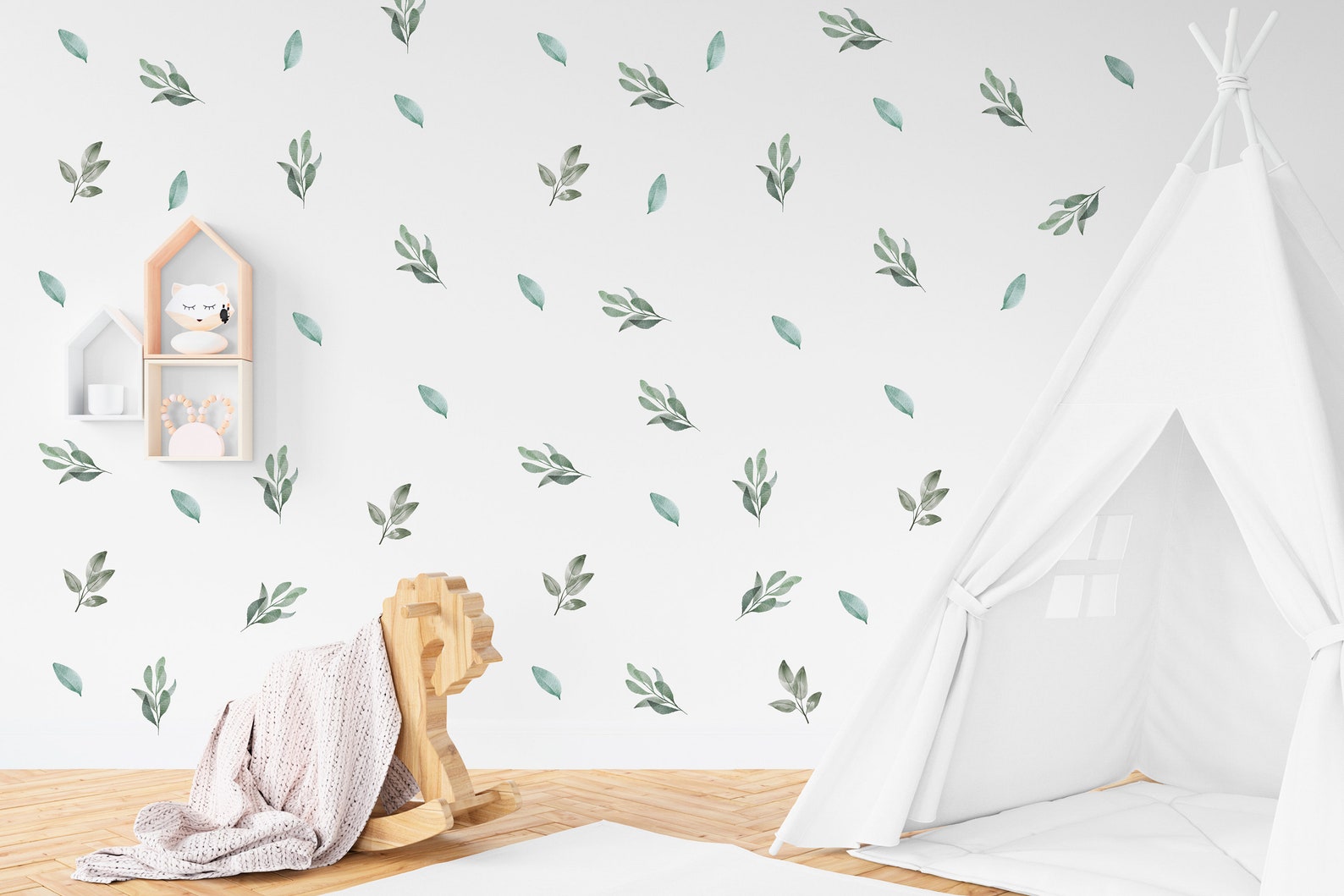 Greenery Wall Decals Watercolor Greenery Sticker Watercolor | Etsy