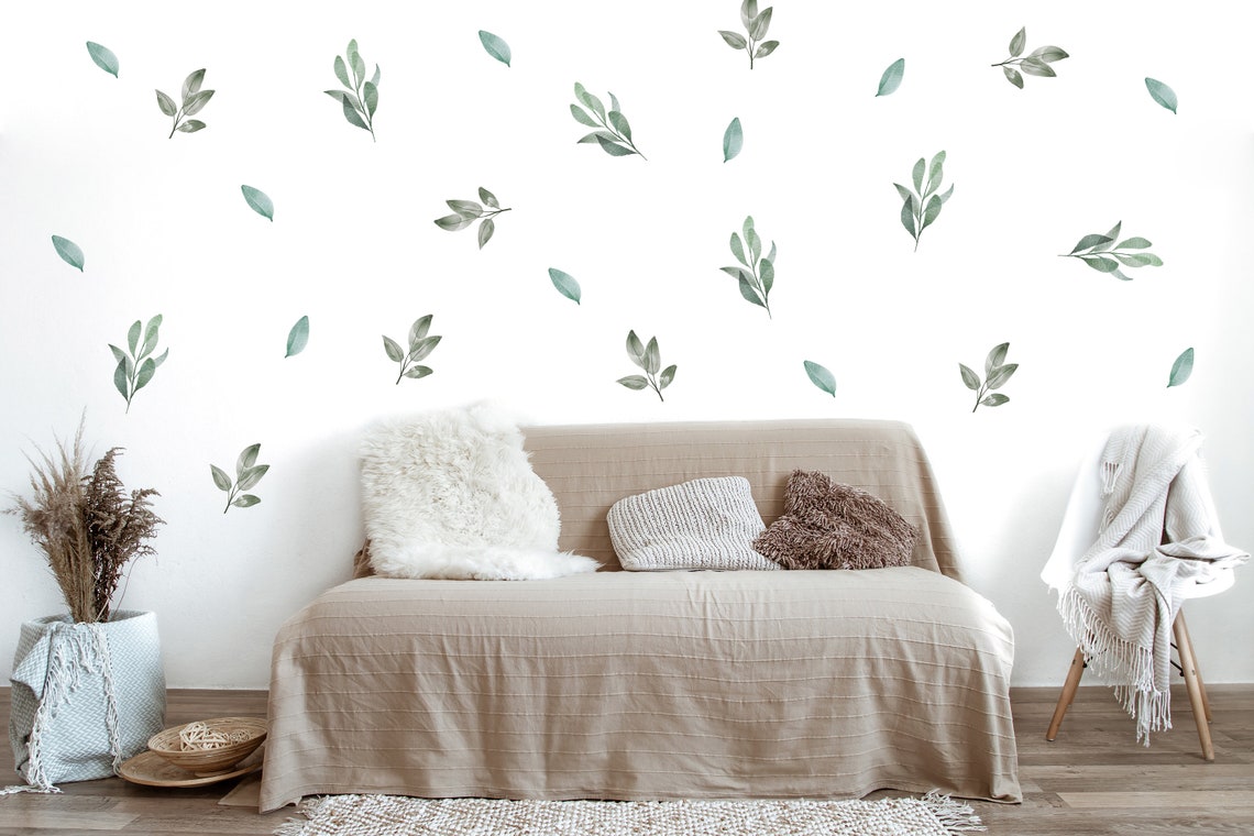 Greenery Wall Decals Watercolor Greenery Sticker Watercolor | Etsy