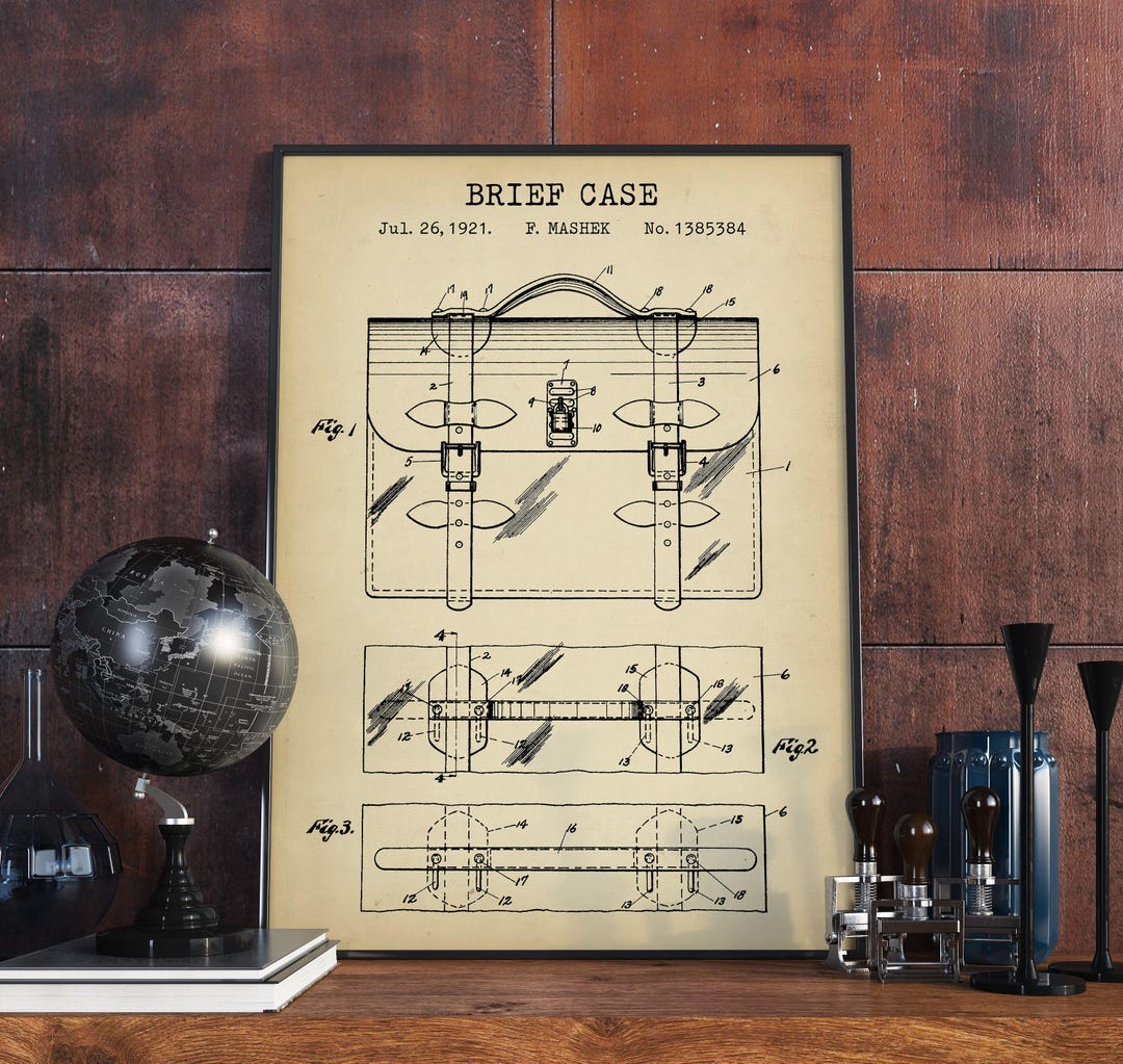 Patent Print Briefcase Art, Executive Office Decor and Accountant Gift ...