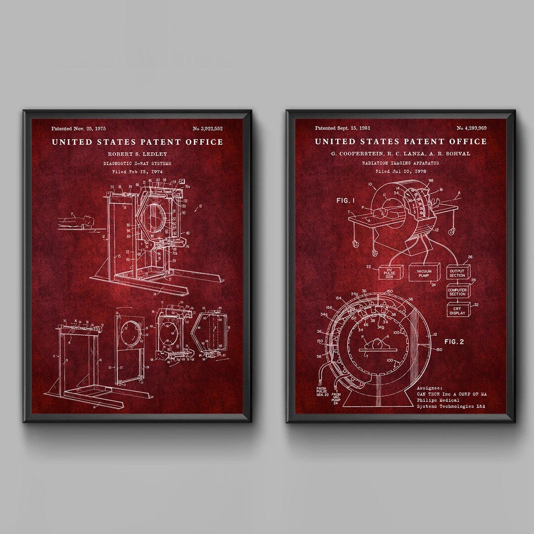 CT Scan Machine Patent Wall Art, Set of 2 Blueprint Posters for ...