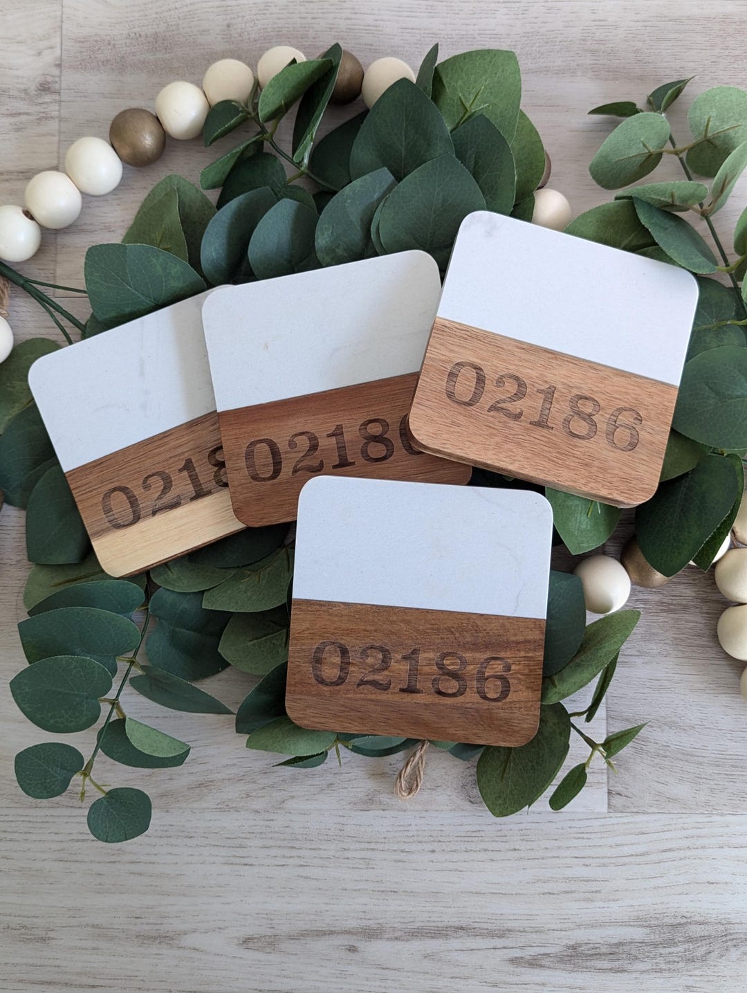 Personalized Coasters Wood and Marble Coasters Custom Coasters Engraved ...