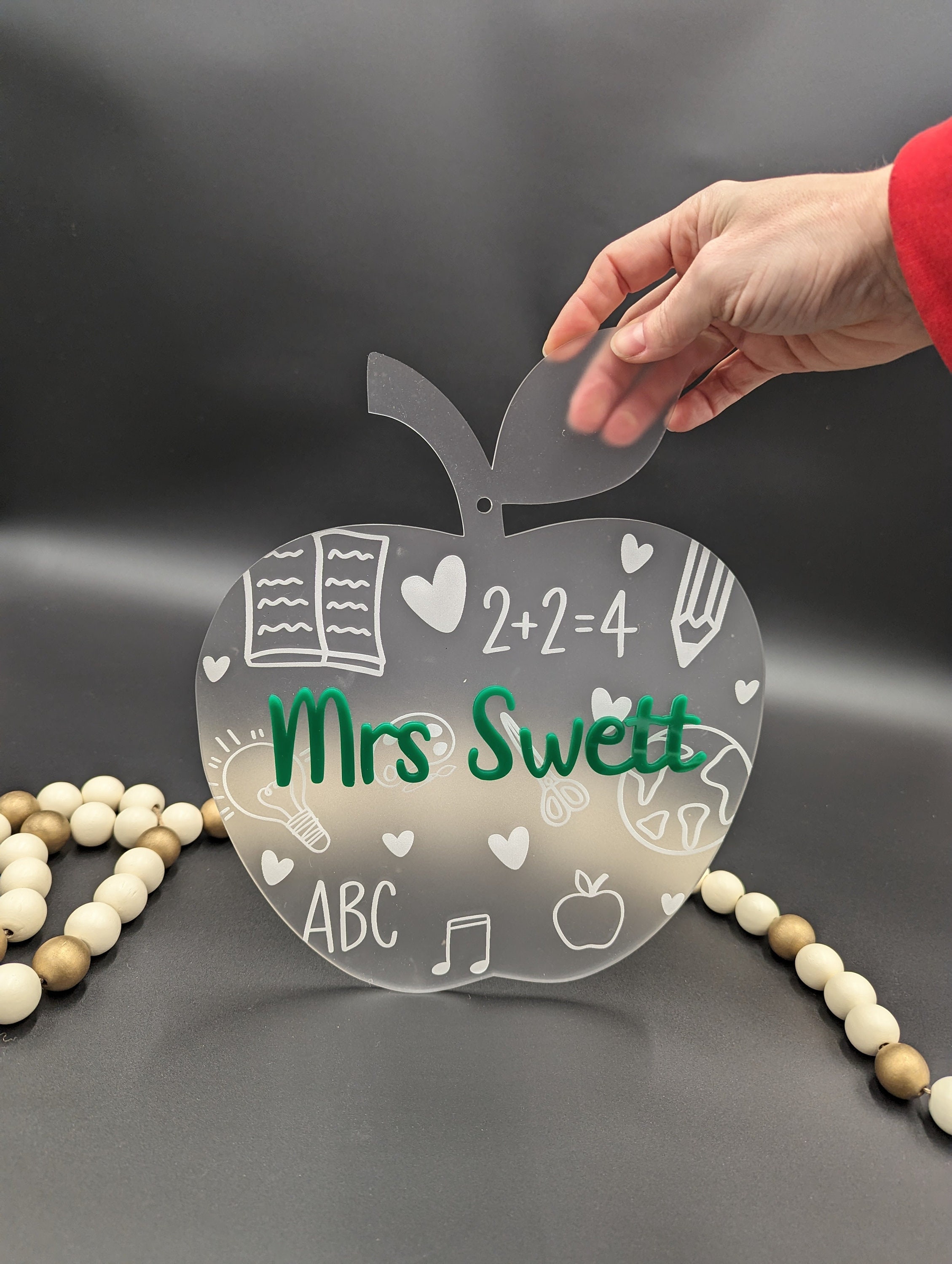 Custom Teacher Desk Sign Engraved Apple Classroom Sign for Teachers ...